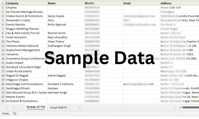 Event Management Organisers Service Data - All India Database