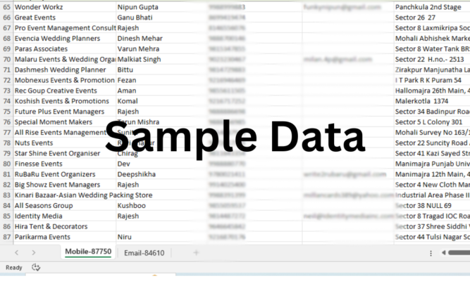 Event Management Organisers Service Data - All India Database