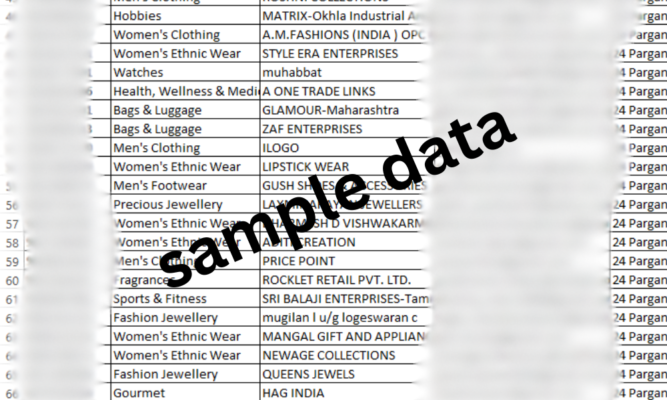 Online Sellers Data - All India Database